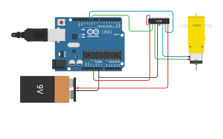 Circuit Design Driver Motor Dengan L293d Tinkercad