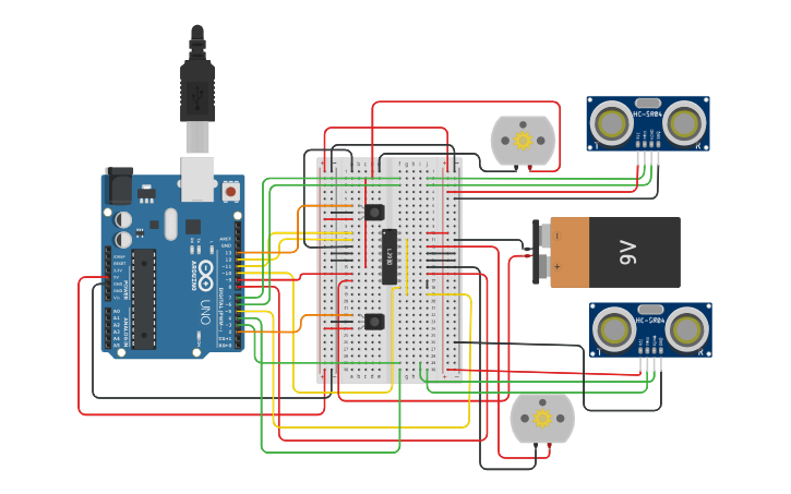Circuit design Sumo ROBOT - Tinkercad