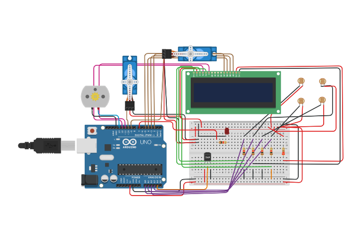 Circuit design Final Project Solar Tracker - Tinkercad