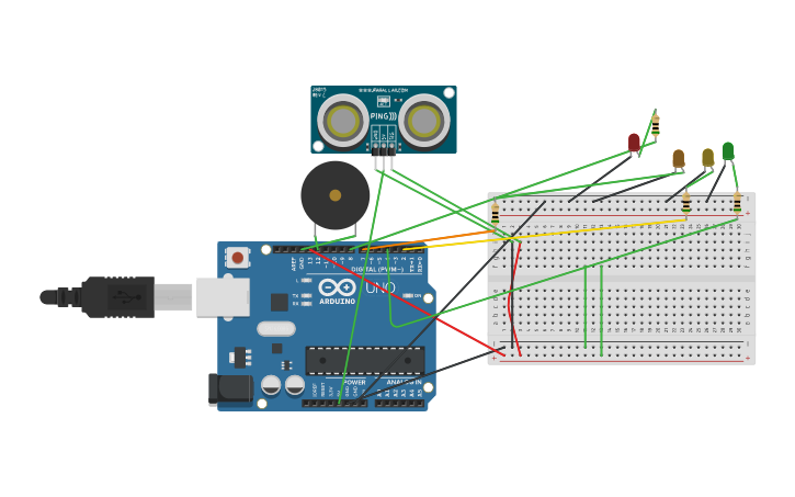 Circuit design Ultrasonic Distance Sensor | Tinkercad