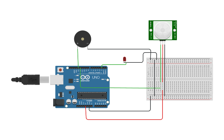 Circuit design PIR - Tinkercad