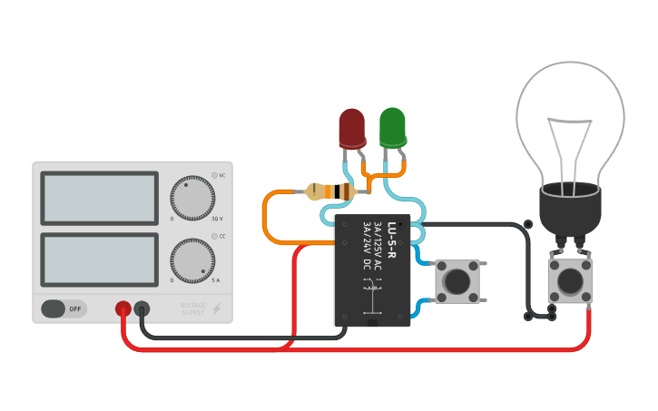 Circuit design short circuit protection relay - Tinkercad