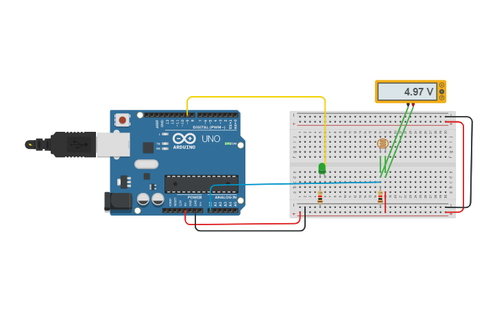 Circuit design SENSOR CAHAYA | Tinkercad