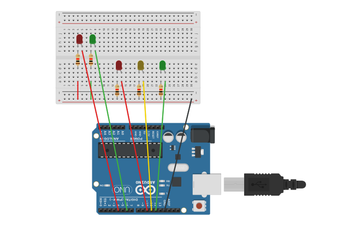 Circuit design Atividade 2 - semáforo - Tinkercad