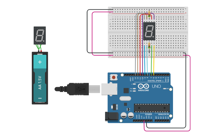 Circuit design 7-Segment | Tinkercad