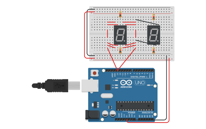 Circuit Design Digital Decimal Number Tinkercad