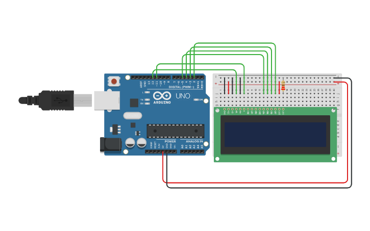Circuit design Copy of Arduino with LCD Interface | Tinkercad