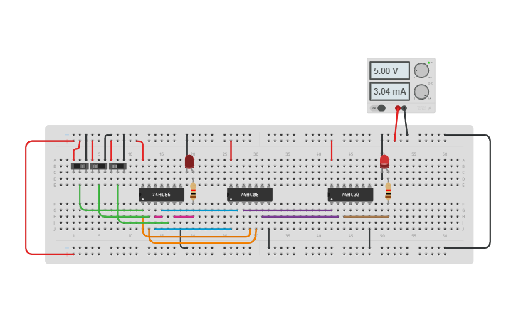 Circuit design Full Adder using logic gates - Tinkercad