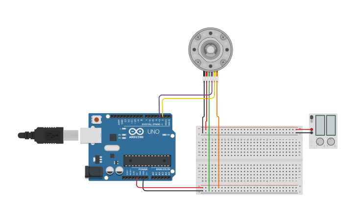 Circuit design DC motor with encoder and Speed estimation - Tinkercad