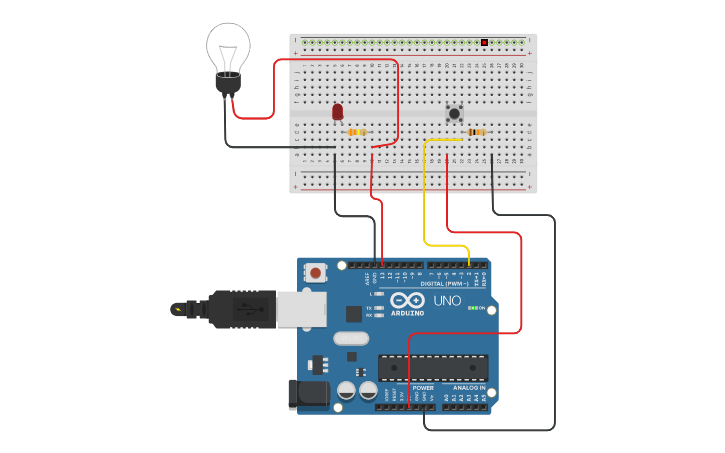 Circuit design A04-Morse Code Beacon with Button - Tinkercad