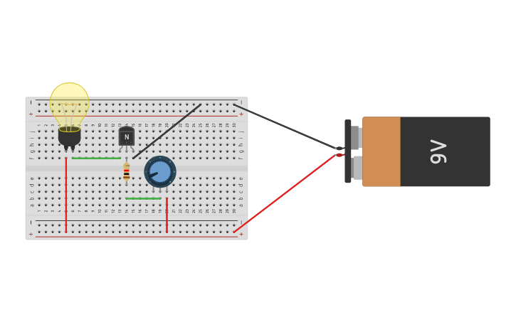 Circuit design Práctica Transistores 1 - Solución | Tinkercad Circuit design Práctica Transistores 1 - Solución | Tinkercad