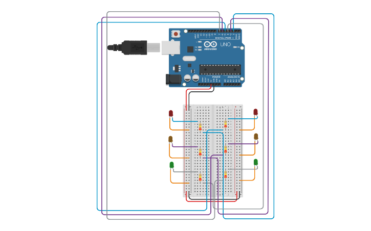 Circuit design 2-Way Traffic Lights | Tinkercad