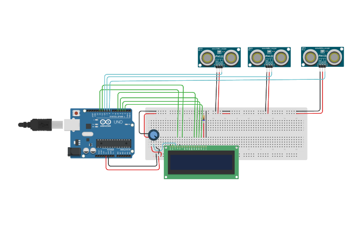 Circuit design Smart Parking System - Tinkercad