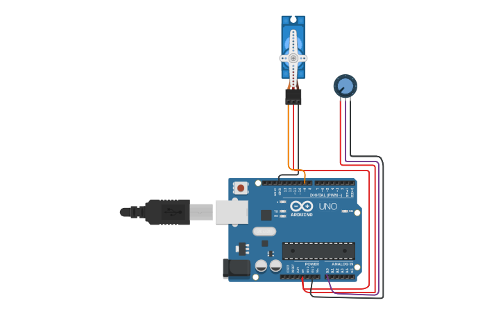Circuit design Arduino with servo motor - Tinkercad