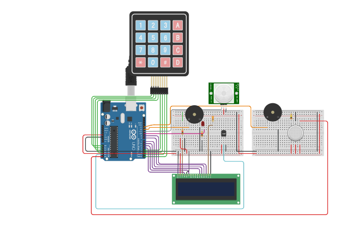 Circuit design Sistema de seguridad con arduino | Tinkercad