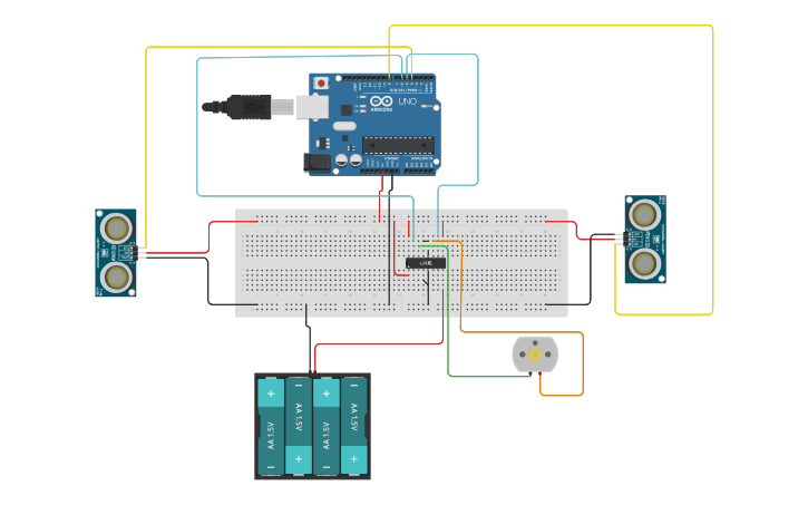 Circuit design Movil entre dos obstaculos - Tinkercad