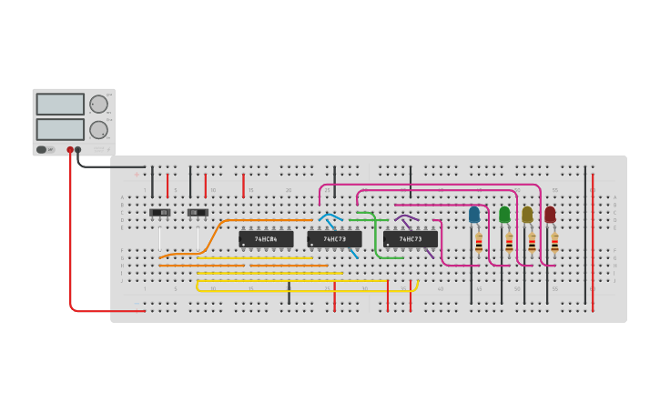 Circuit design Shift Register - Tinkercad