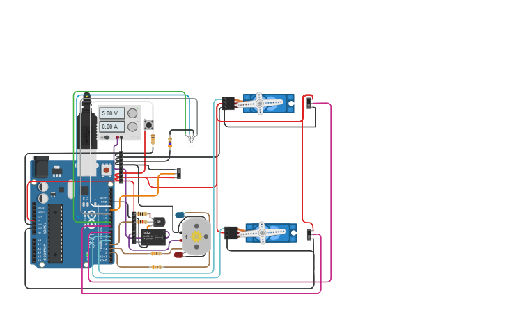 Circuit design MÁQUINA DE LAVAR CONTROLADA POR ARDUINO - Tinkercad