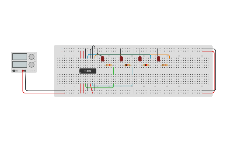 Circuit design quad OR gate | Tinkercad