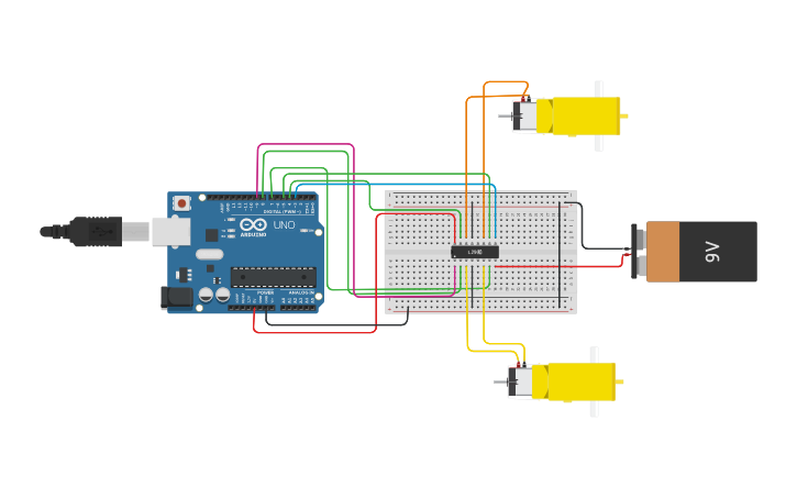 Circuit design L293D DC Motor Arduino | Tinkercad