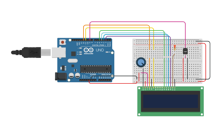 Circuit design DHT11 e display - Tinkercad