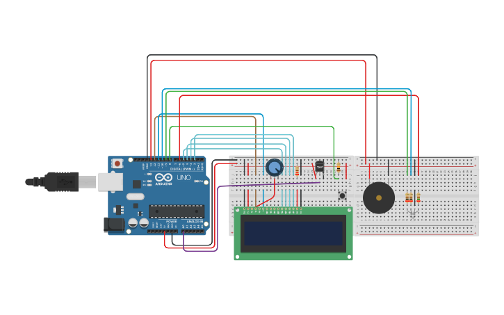 Circuit design Projeto Final- LCD de temperatura com sensor | Tinkercad Circuit design Projeto Final- LCD de temperatura com sensor | Tinkercad