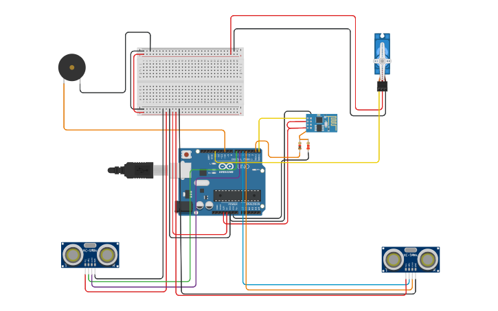 Circuit Design Smart Dustbin Mini Project Tinkercad