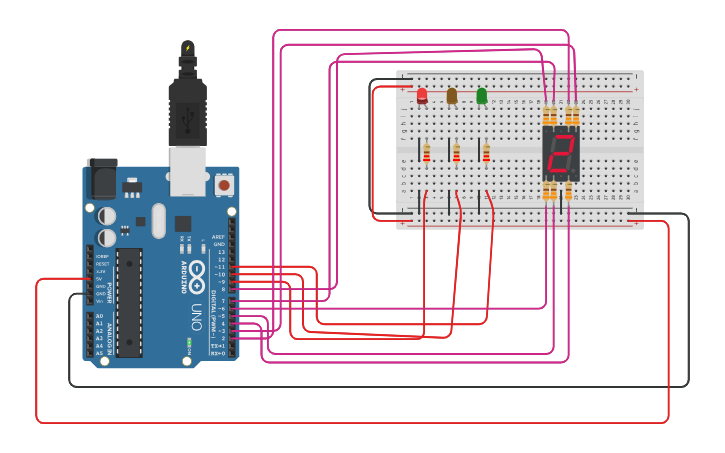 Circuit design Copy of semaforo circuito 3 - Tinkercad