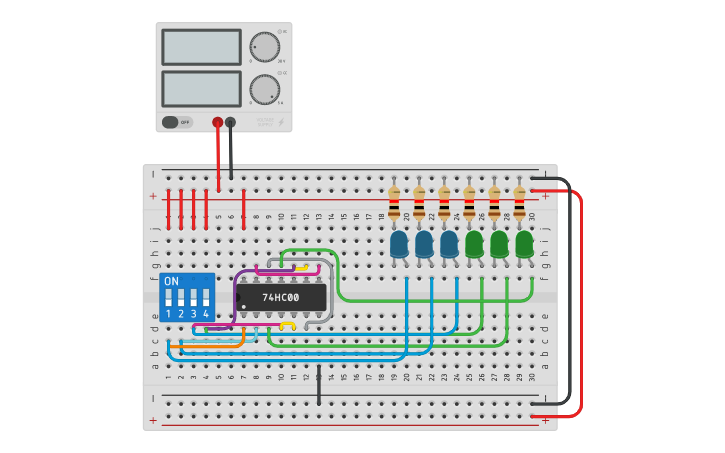Circuit design 74LS00 NAND GATE - Tinkercad
