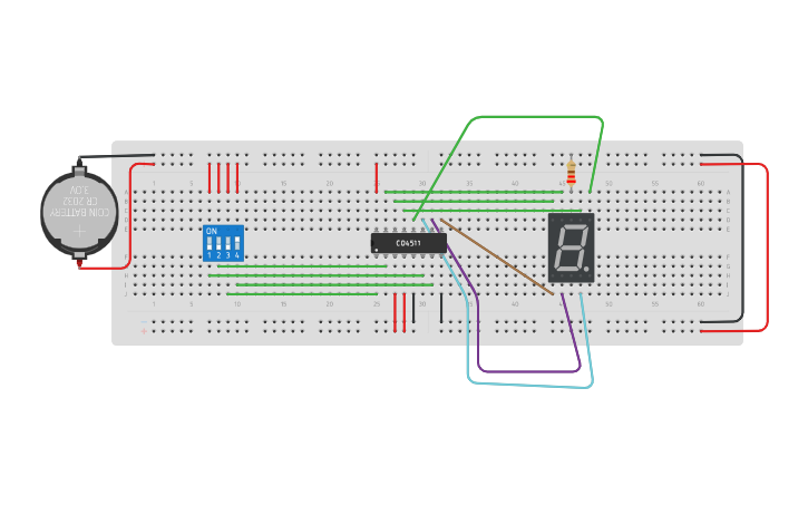 Circuit design Decodificador de 7 segmentos - integrado 4511 - Tinkercad