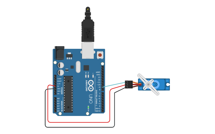 Circuit design Servo Motor Example | Tinkercad