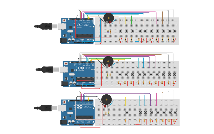 Circuit design Teclado en morse | Tinkercad