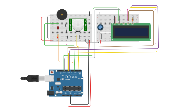 Circuit design Thief Detector Using PIR Motion Sensor - Tinkercad