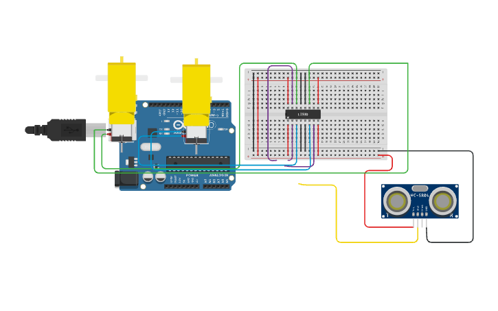 Circuit Design Obstacle Avoidance Robot Tinkercad