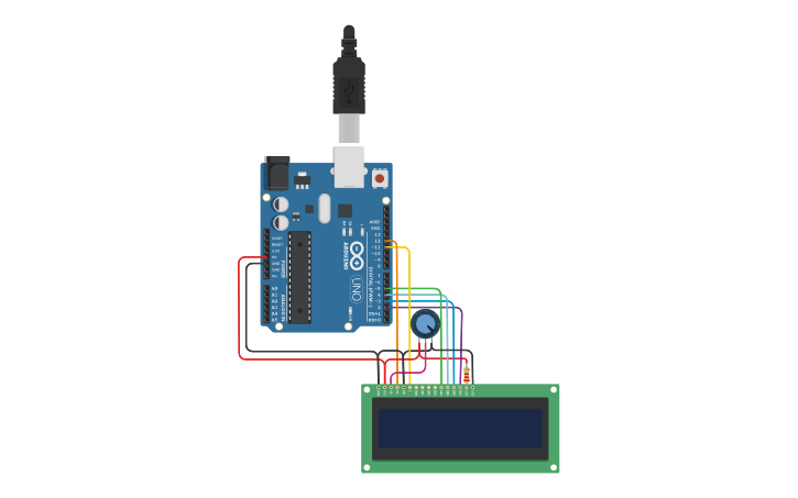 Circuit design Copy of LCD + pot + servo-1 | Tinkercad Circuit design Copy of LCD + pot + servo-1 | Tinkercad