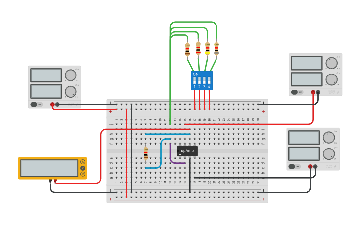 Circuit design Conversor DA - Tinkercad