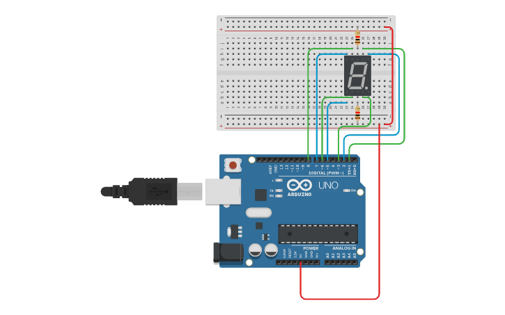 Circuit design Aula 6 - Arduino + visor de LED - Tinkercad