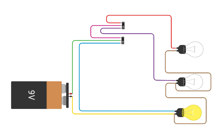 Circuit design circuitos focos 3 | Tinkercad