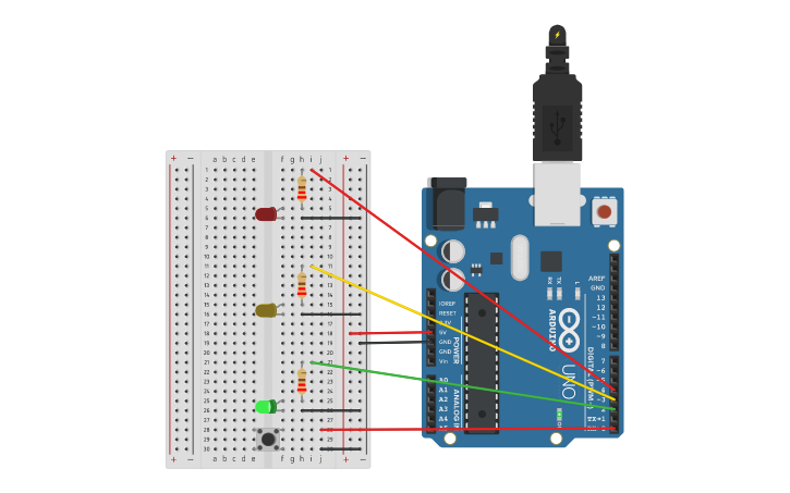 Circuit design Traffic Light - Tinkercad
