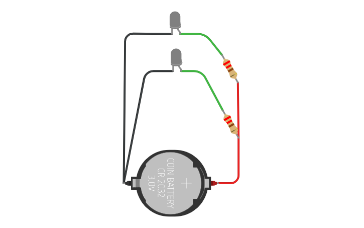 Circuit design Two LEDs in Parallel - Tinkercad