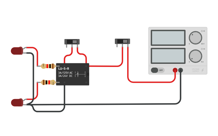 Circuit design Switching LED with Relay - Tinkercad