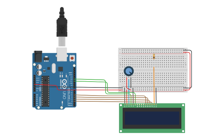Circuit design STATIC LCD SCROLLING - Tinkercad