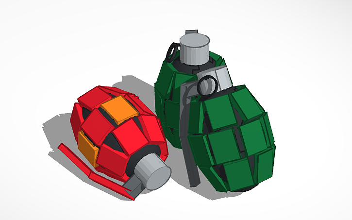 3D design Frag Grenades And A Combustion Grenade - Tinkercad