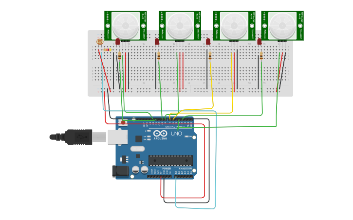 Circuit design Automatic street light system - Tinkercad