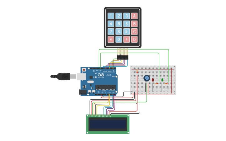 Circuit design LCD Screen - Tinkercad