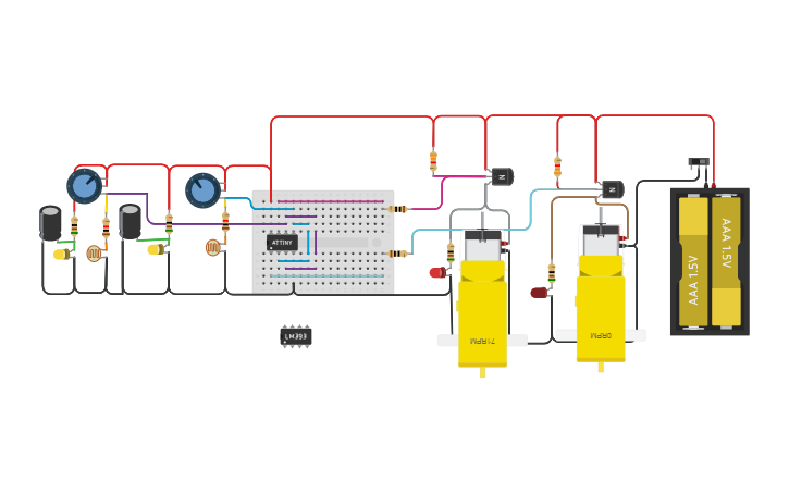 Circuit design Line Following Robot | Tinkercad