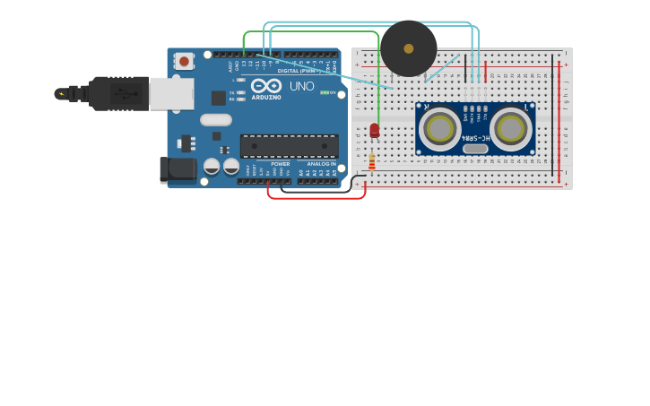 Circuit design Sensor de distancia - Tinkercad