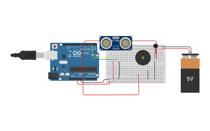 Circuit design PROYECTO BASTÓN ELECTRÓNICO | Tinkercad