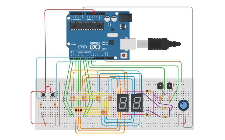 Circuit design Seven Segment Display | Tinkercad