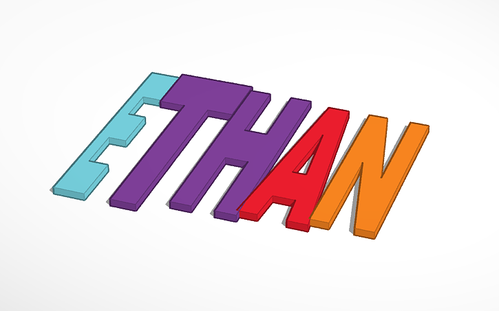 3D design Block Letters "ETHAN" - Tinkercad